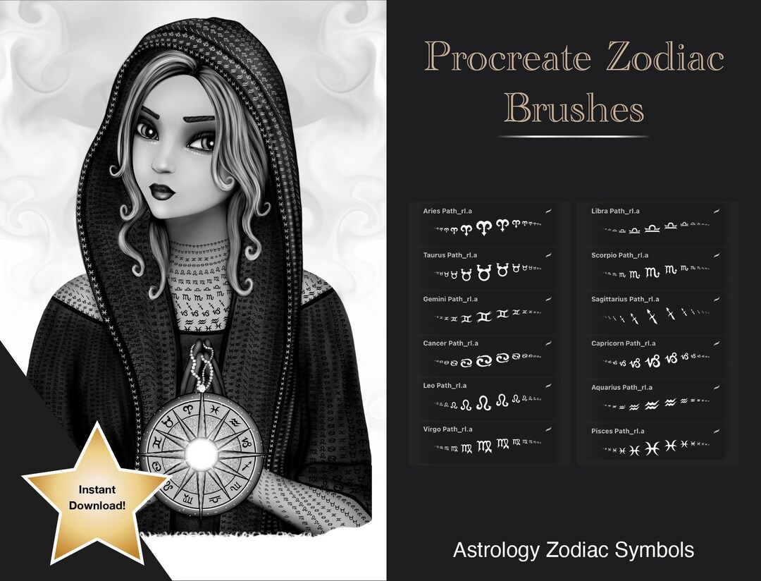 Procreate Brushes Zodiac, Astrology, Icons & Stamps - Etsy