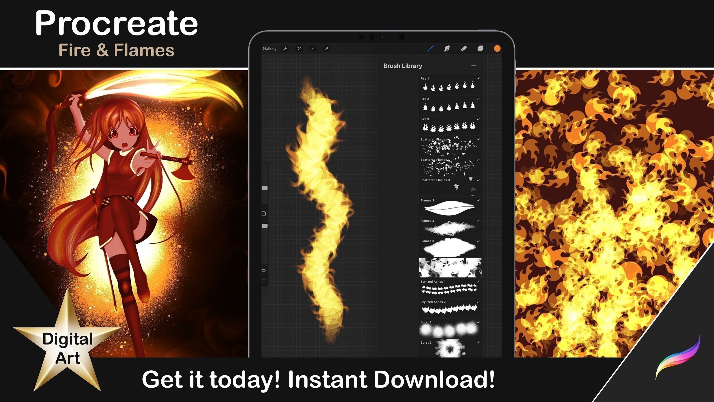 Fire & Flames Procreate Brushes Digital Art Fire Brushes for Download ...