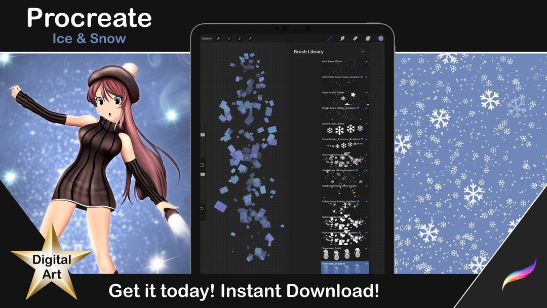 Procreate Snowflake Brushes | Christmas Procreate Snow and Snowman ...