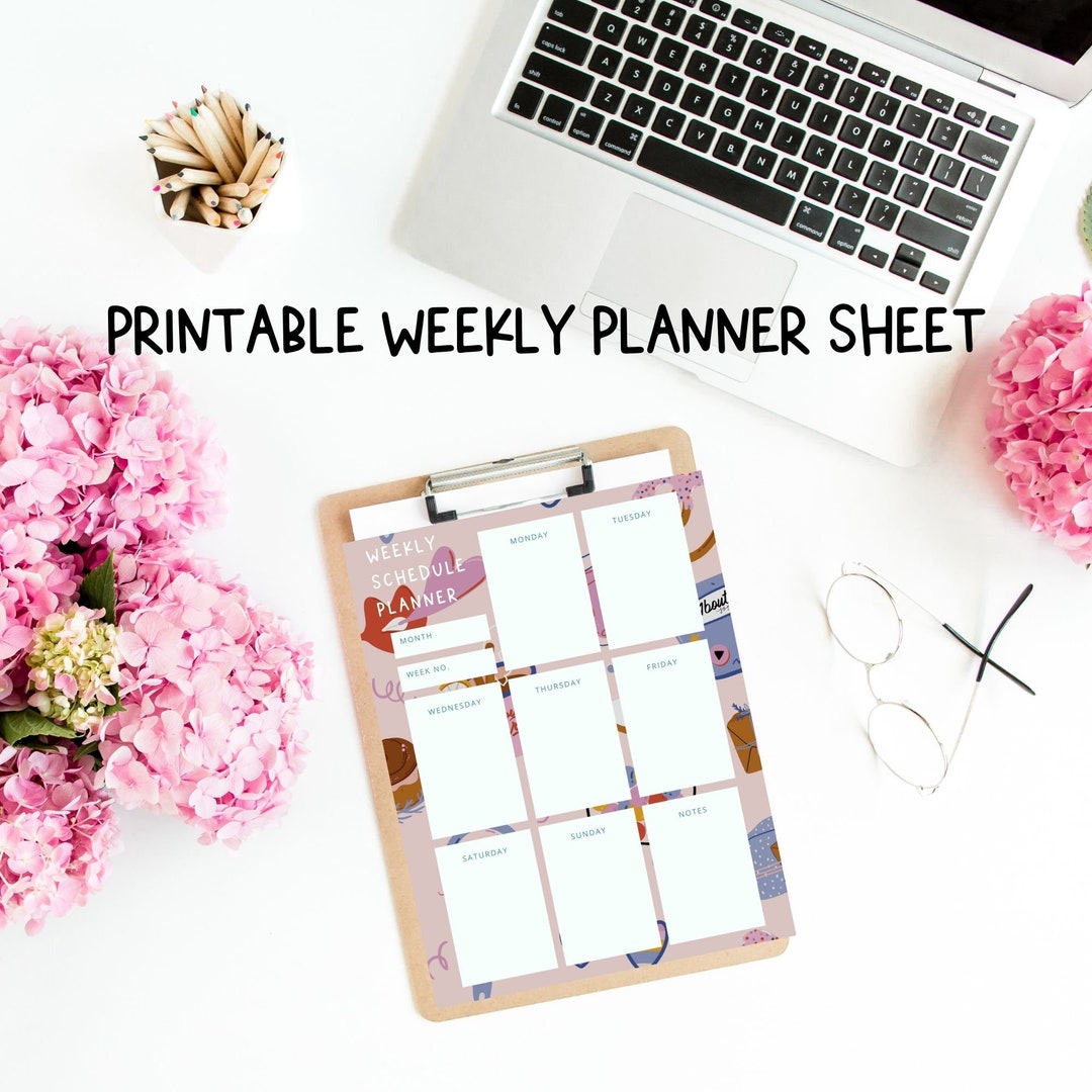 Girly Digital Weekly Planner Printable Sheet - Etsy