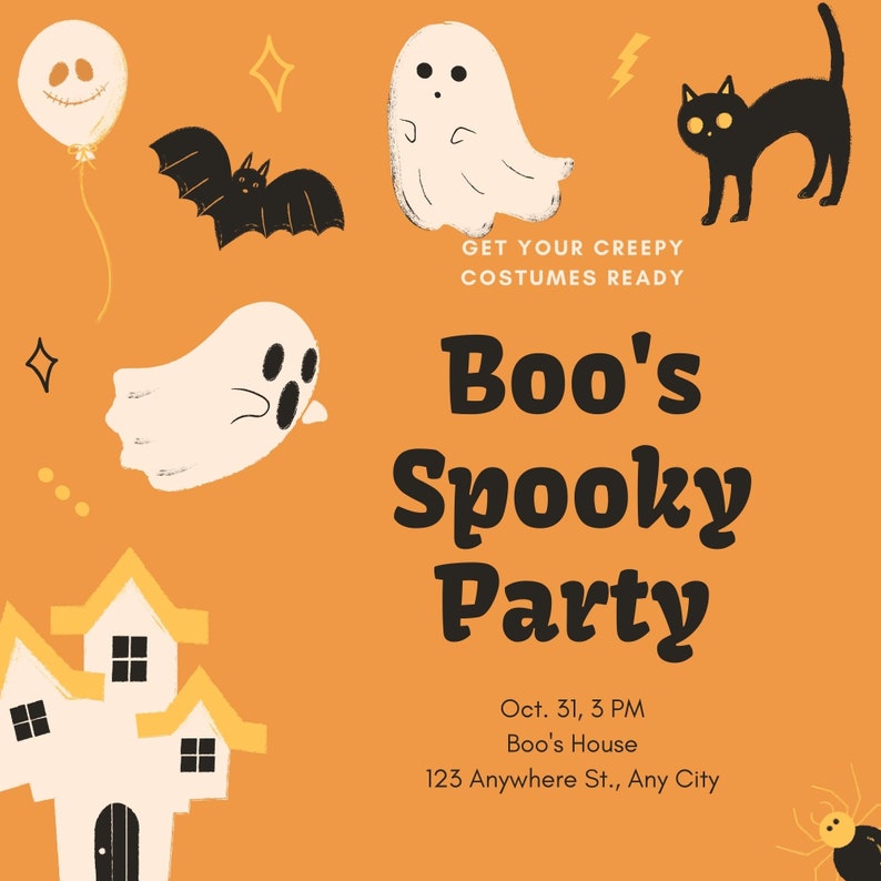 Customizable Spooky Kids Halloween Invite Digital Download - Etsy