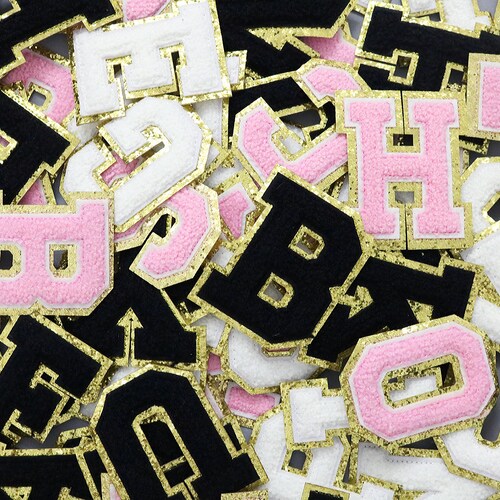 E Colorful Chenille Embroidered Letters Applique Patch - Etsy