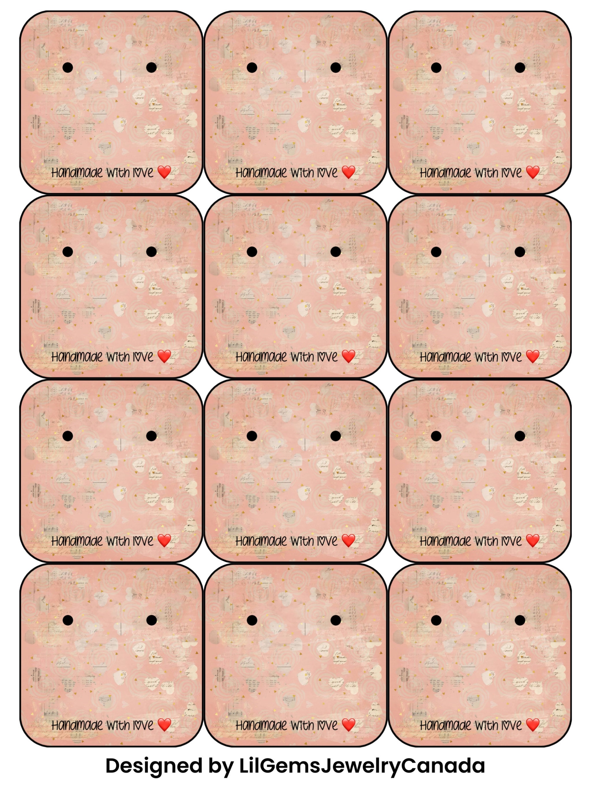 5 Sheets of Different Printable Earring Display Cards / Diy Earring ...