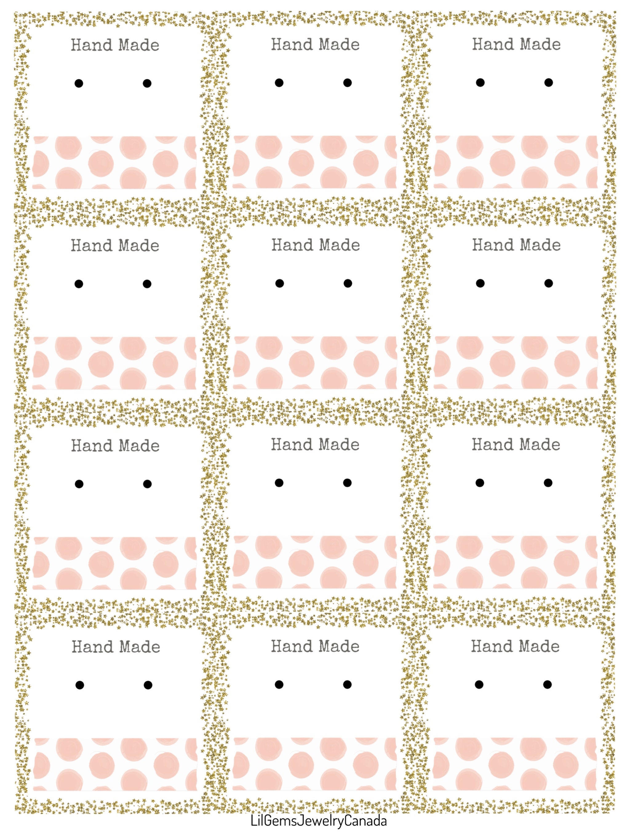 Printable Earring Display Cards With Dots / Diy Earring Cards Digital ...