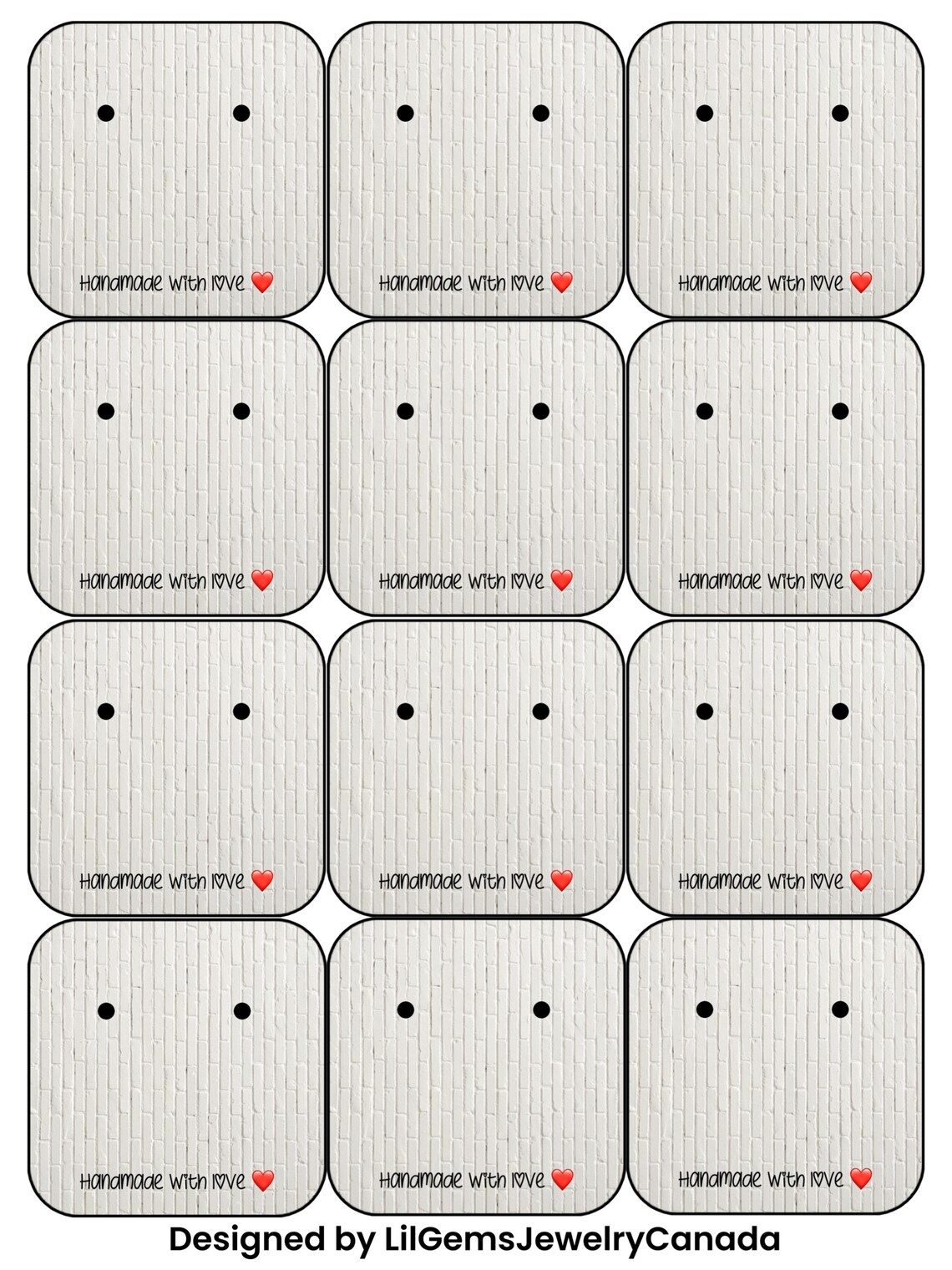 5 Sheets of Different Printable Earring Display Cards / Diy Earring ...
