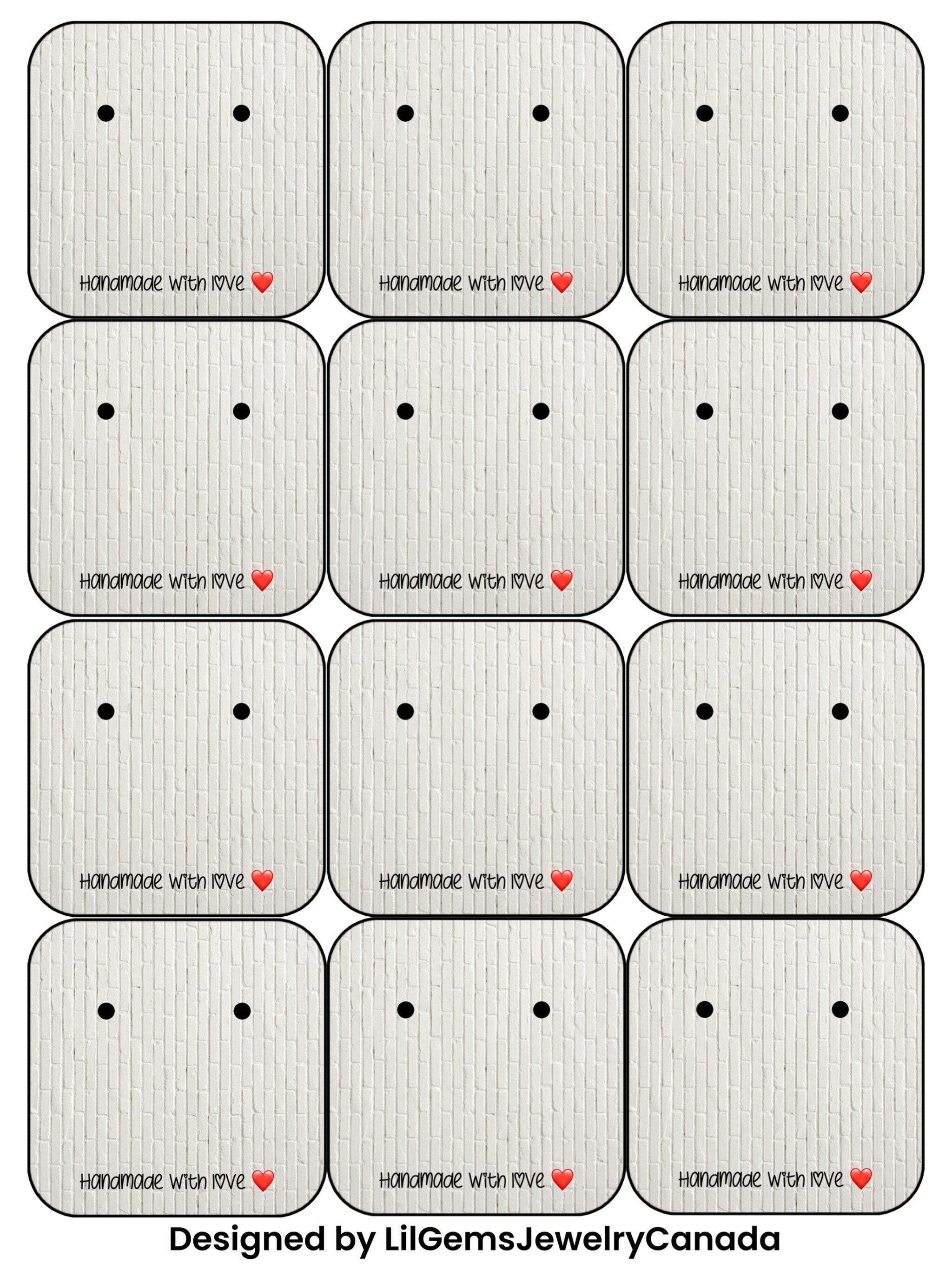 5 Sheets of Different Printable Earring Display Cards / Diy Earring ...