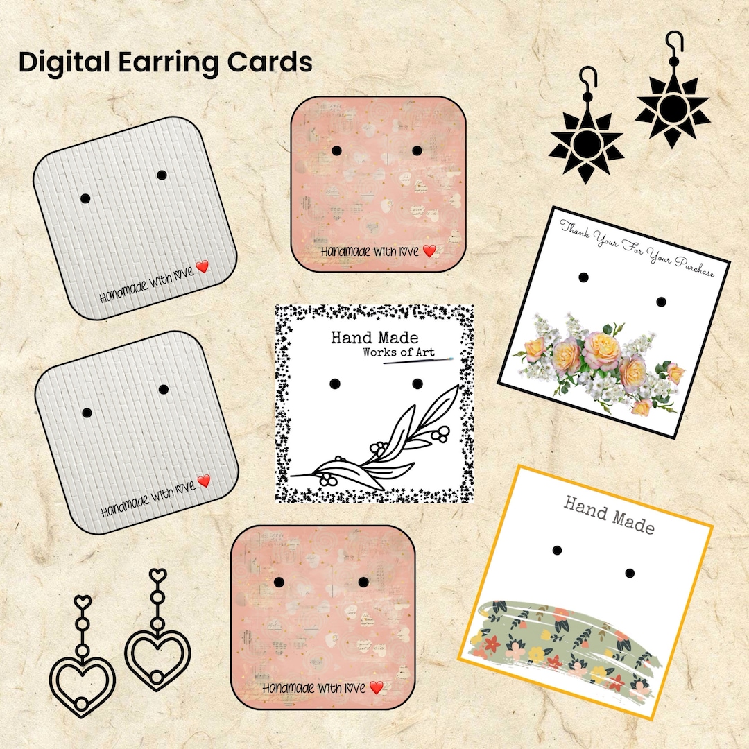 5 Sheets of Different Printable Earring Display Cards / Diy Earring ...