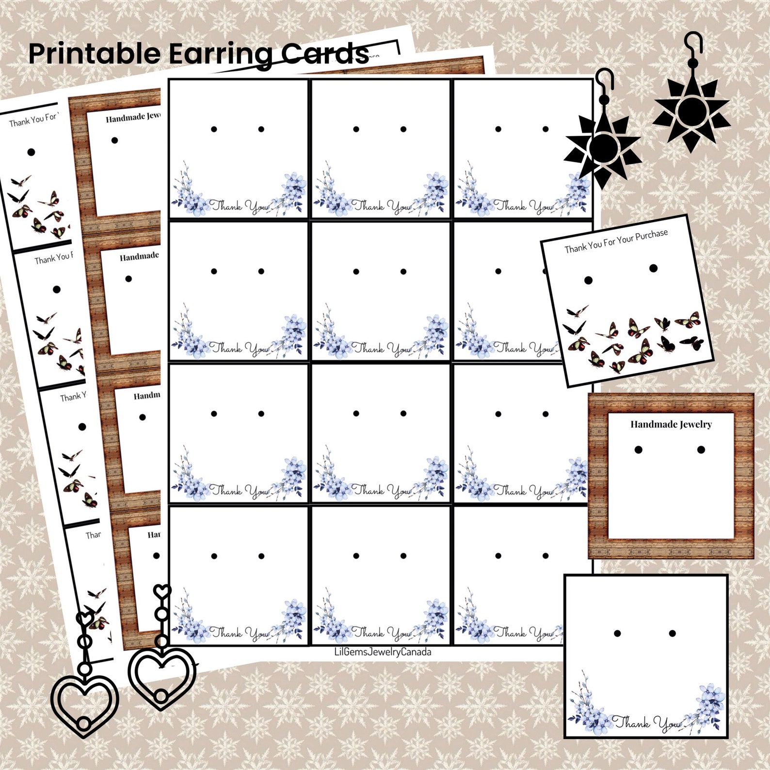 Instant Multi Pack DIY Earring Cards / Earring Display Cards Digital ...