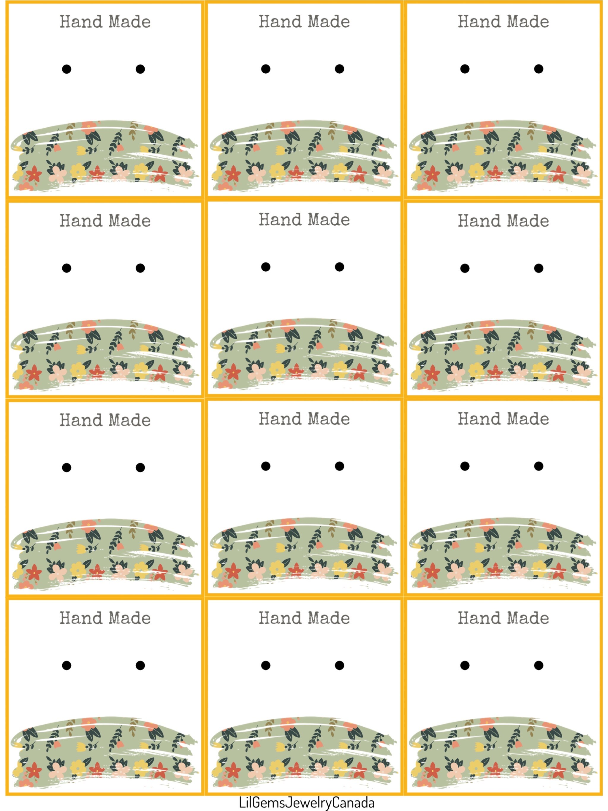 5 Sheets of Different Printable Earring Display Cards / Diy Earring ...