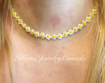 Daisy Chain Beaded Choker Necklace - Etsy