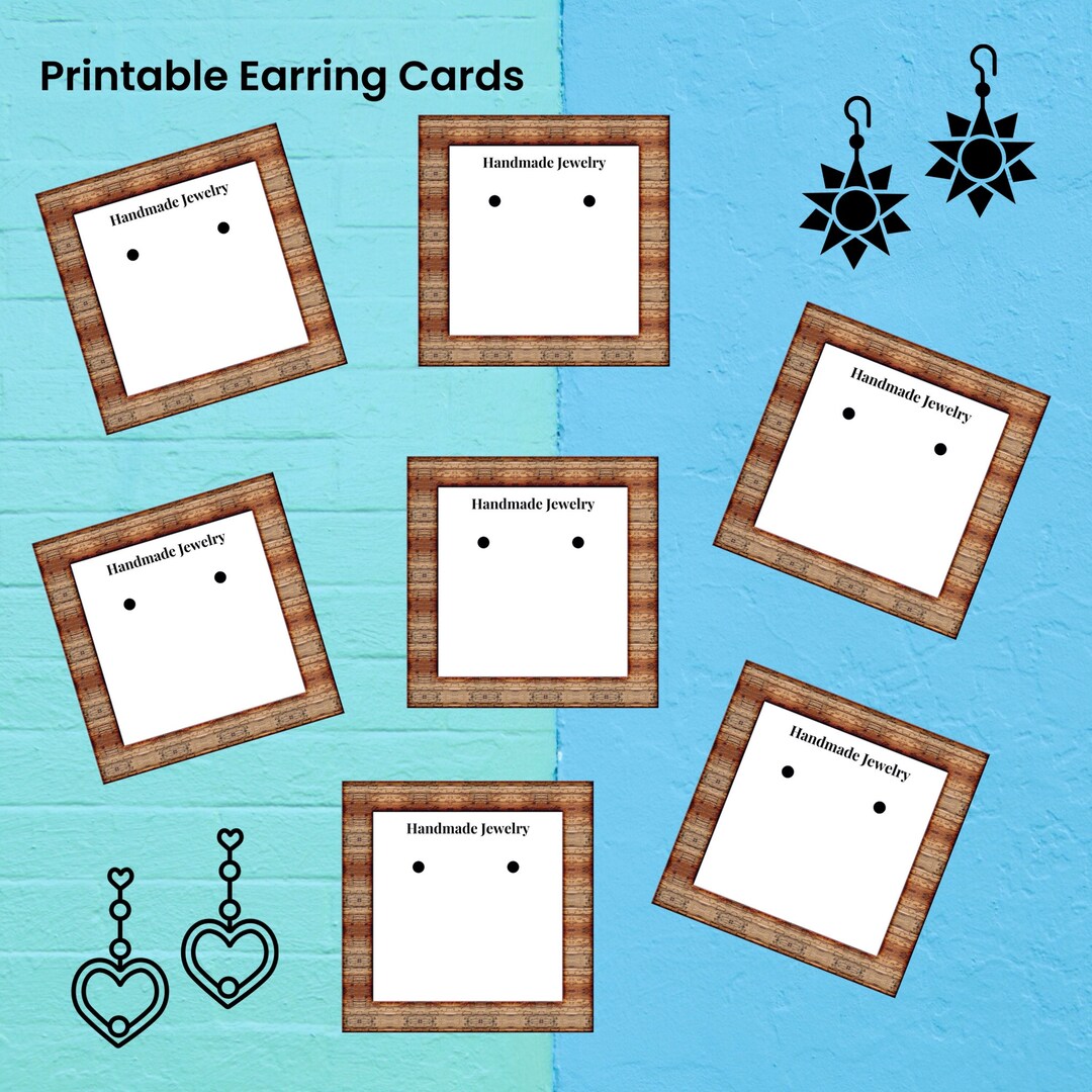 Printable Earring Display Cards / Diy Earring Cards Digital Download ...