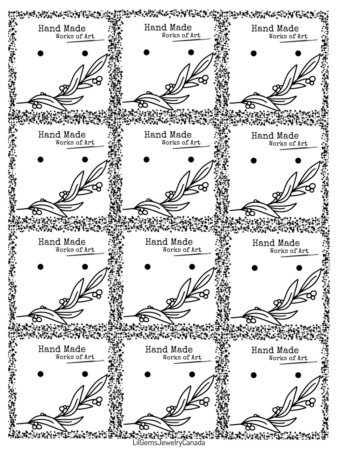 5 Sheets of Different Printable Earring Display Cards / Diy Earring ...