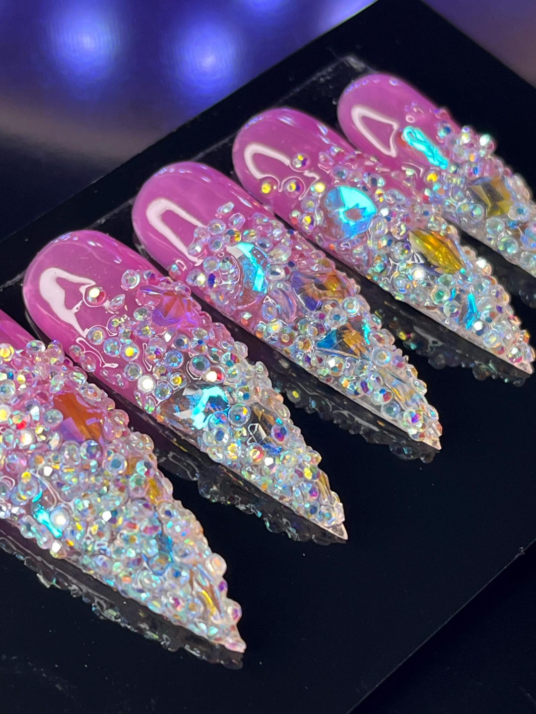 Crystal Press on Nails| Pixie Crystal Glue on Nails|long Nails ...