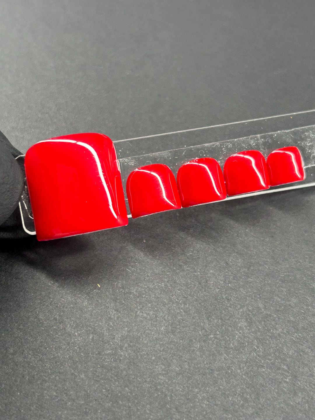 Press on Toe Nails| Solid Red| Red Square Toe Nails| Fake Toe Nails ...
