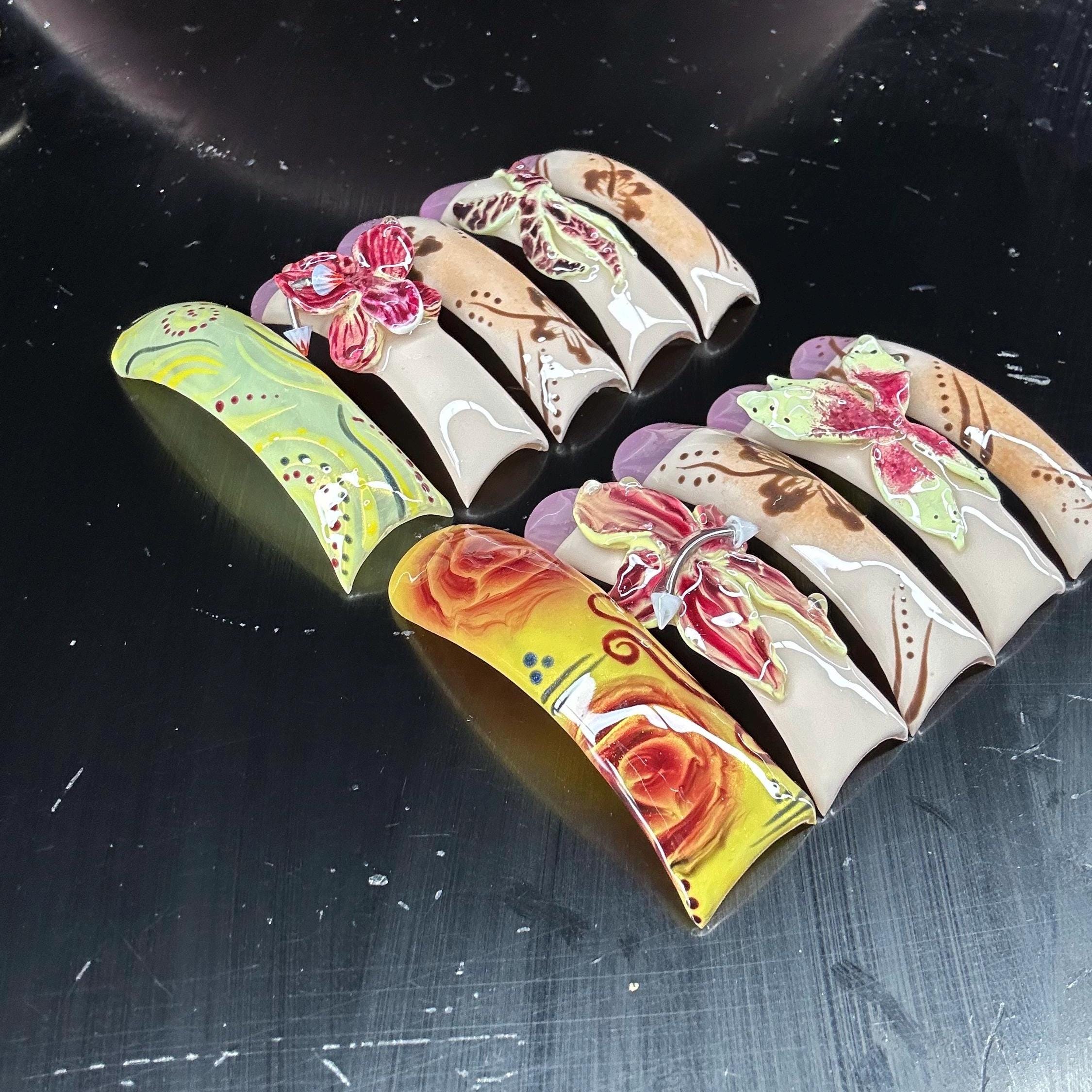 Curved Duck 3d Nails|extendo Custom Nails|duck Nails|y2k Nails|long ...