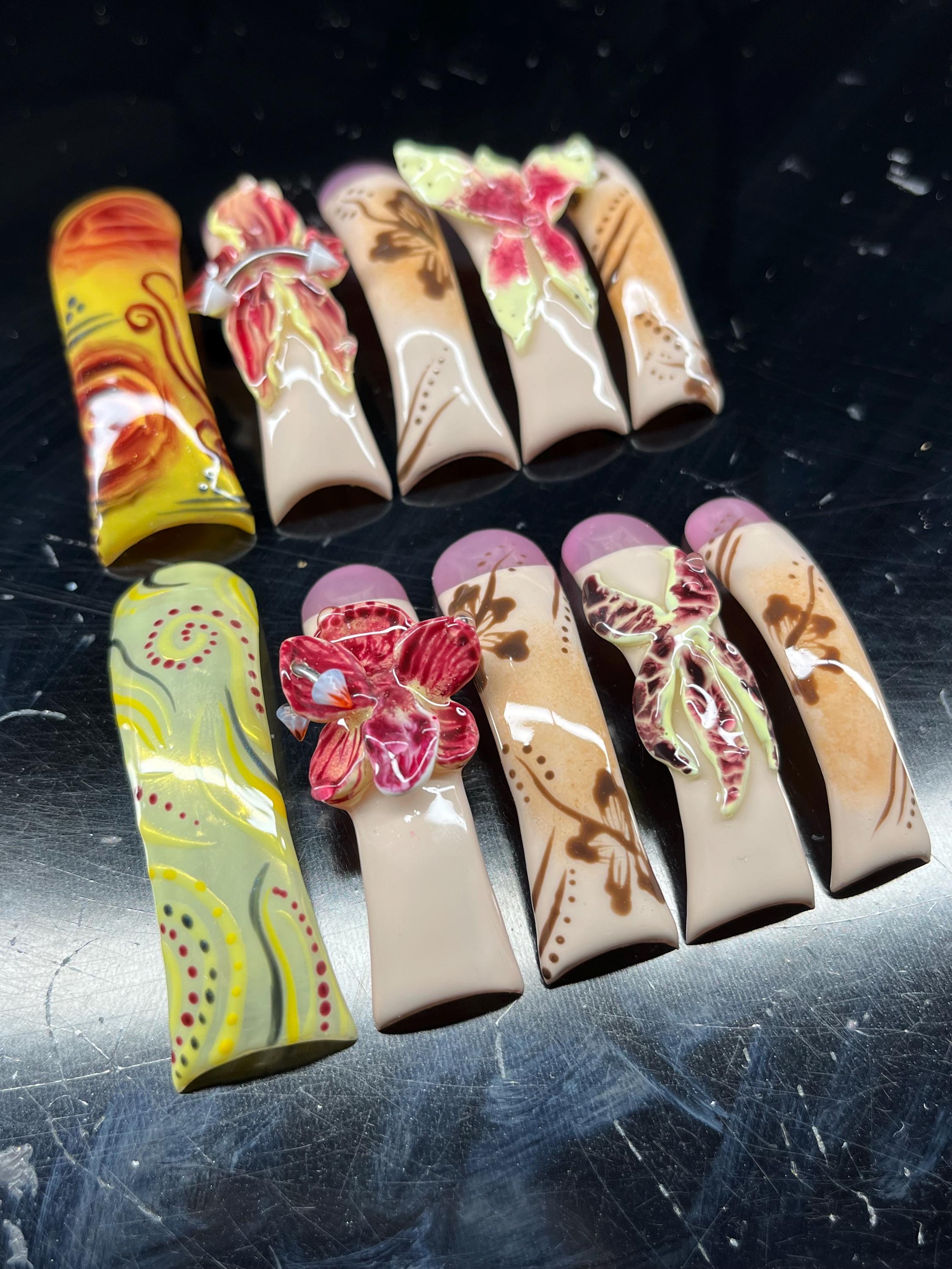 Curved Duck 3d Nails|extendo Custom Nails|duck Nails|y2k Nails|long ...