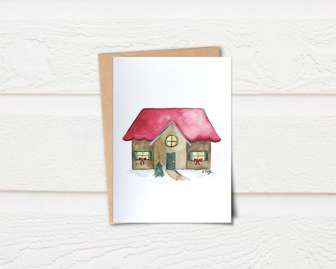 Christmas House Card, Decorated Christmas House, Christmas Village ...