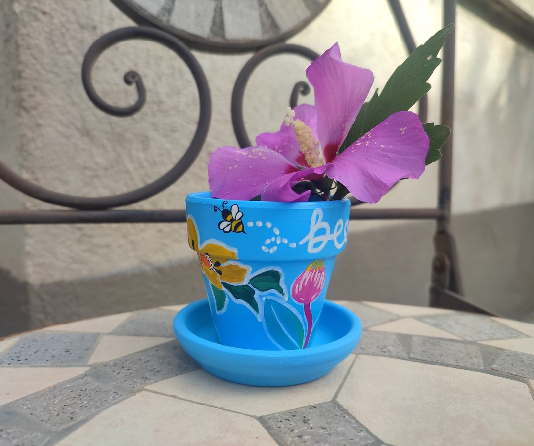 Flowerpot Bee Hand-painted Plant Pot Colorful Bee Pot - Etsy