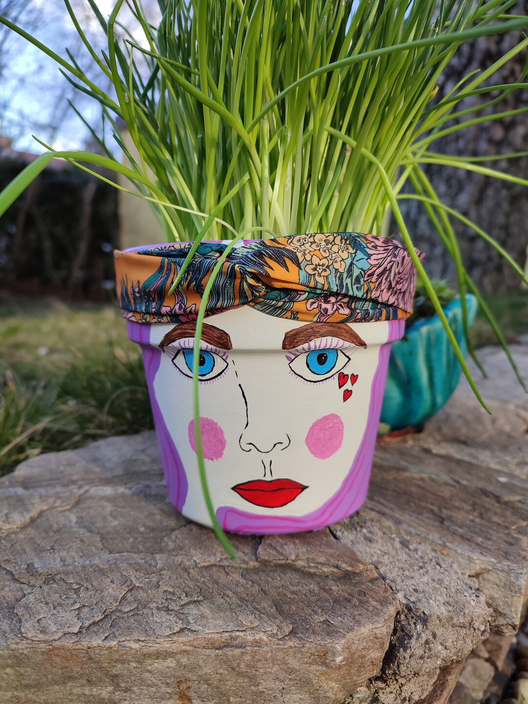 Boho Flower Pot Flower Pot Hand Painted Flower Pot With a Face - Etsy