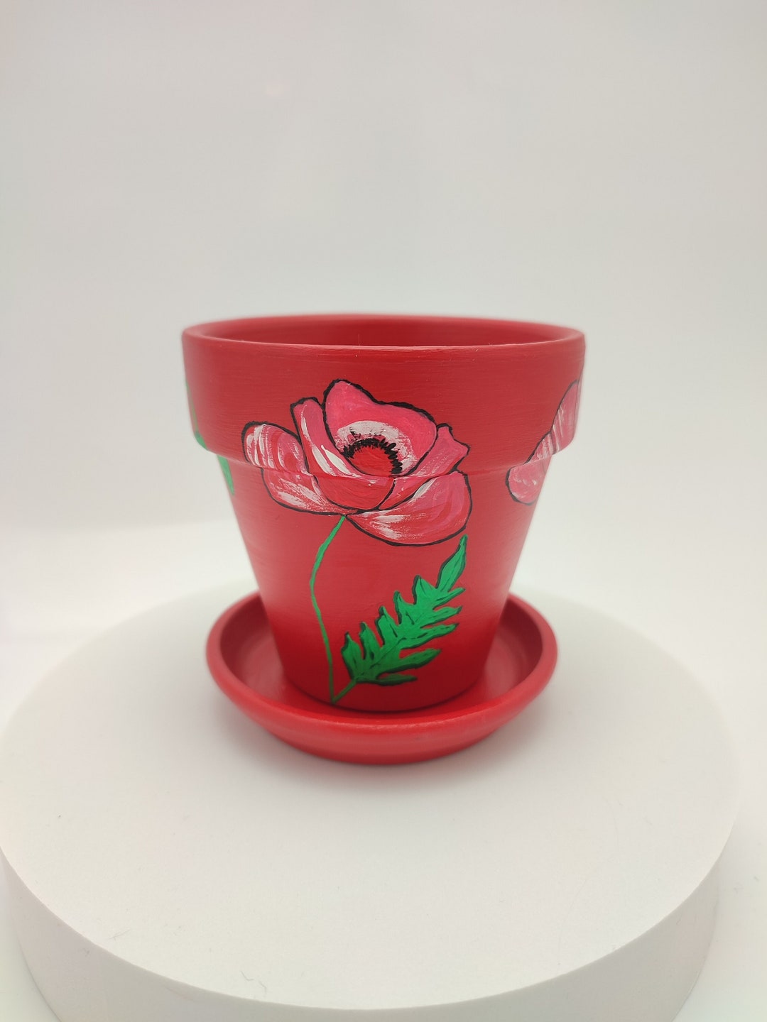 Flowerpot, Hand-painted, Clay Pot, Poppy, Poppy - Etsy