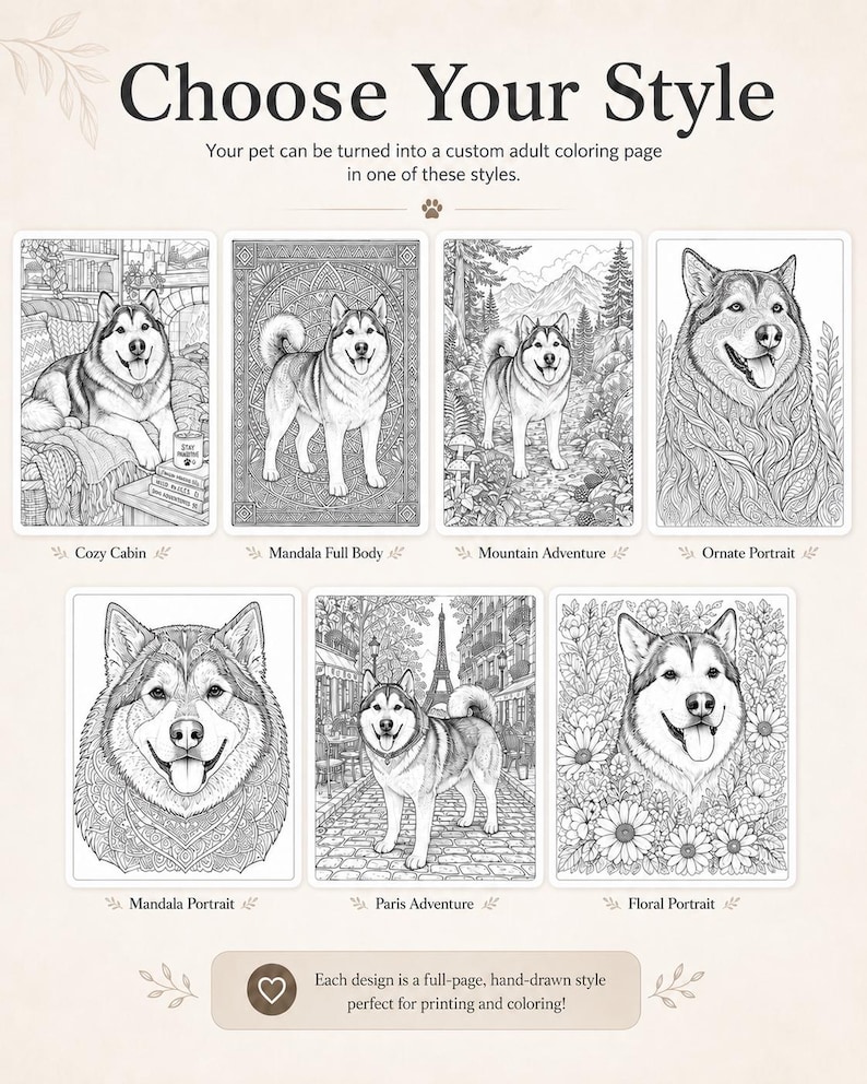 Custom Dog Coloring Page, Personalized Pet Portrait, Printable PDF ...