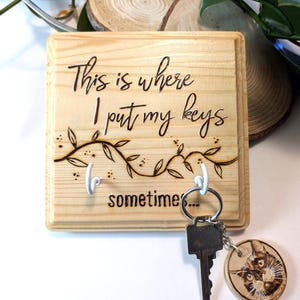 Silly Wall Key Holder, Wooden Pyrography Rustic Keychain Hanger, Wood ...