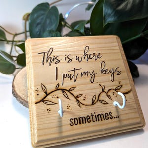 Silly Wall Key Holder, Wooden Pyrography Rustic Keychain Hanger, Wood ...