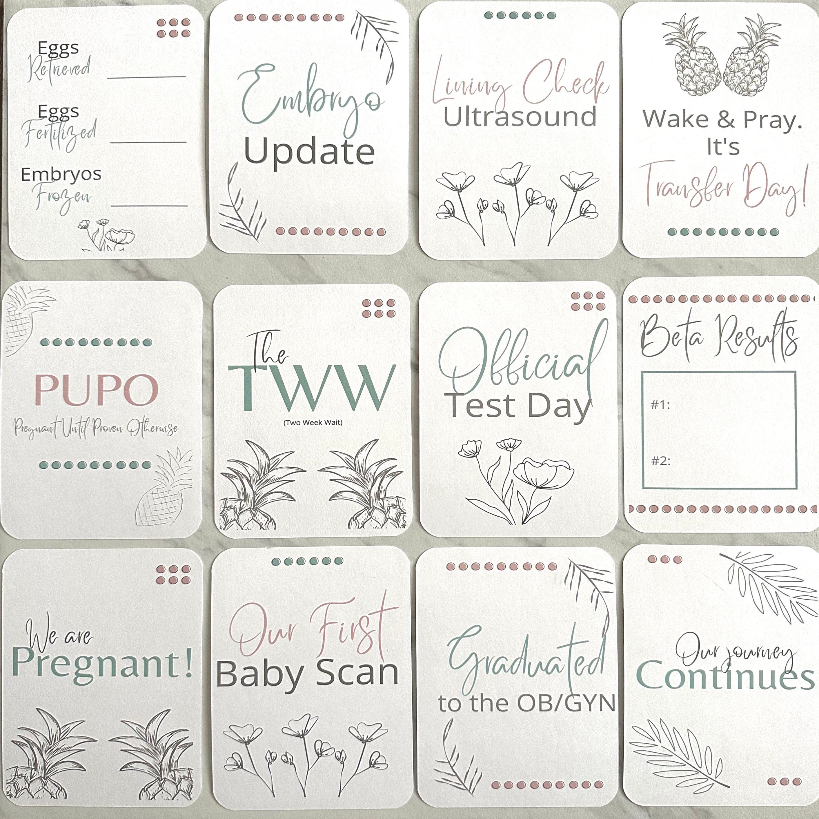 My IVF Journal & Milestone Card Set // IVF Organizer and Photo Cards ...