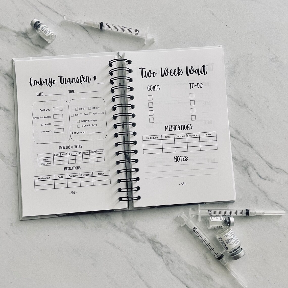 My IVF Journal & Milestone Card Set // IVF Organizer and Photo Cards ...