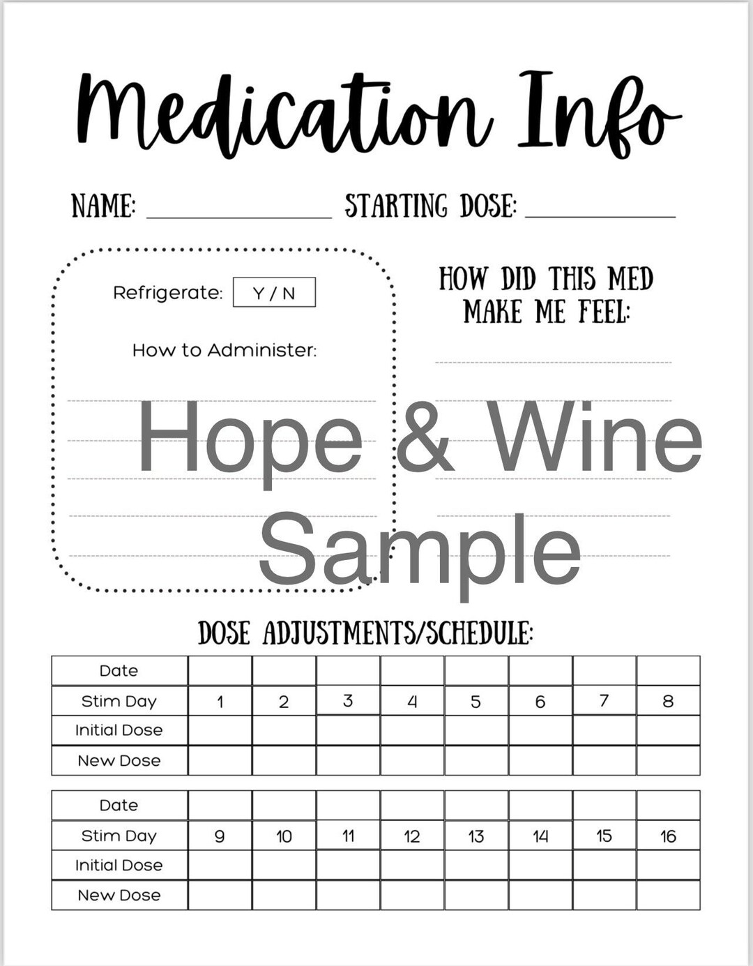 Medication Info Journal Refill Page DIGITAL DOWNLOAD - Etsy