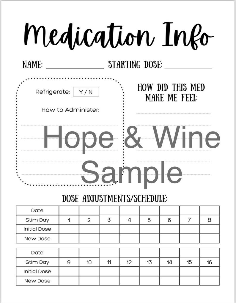 Medication Info Journal Refill Page DIGITAL DOWNLOAD - Etsy