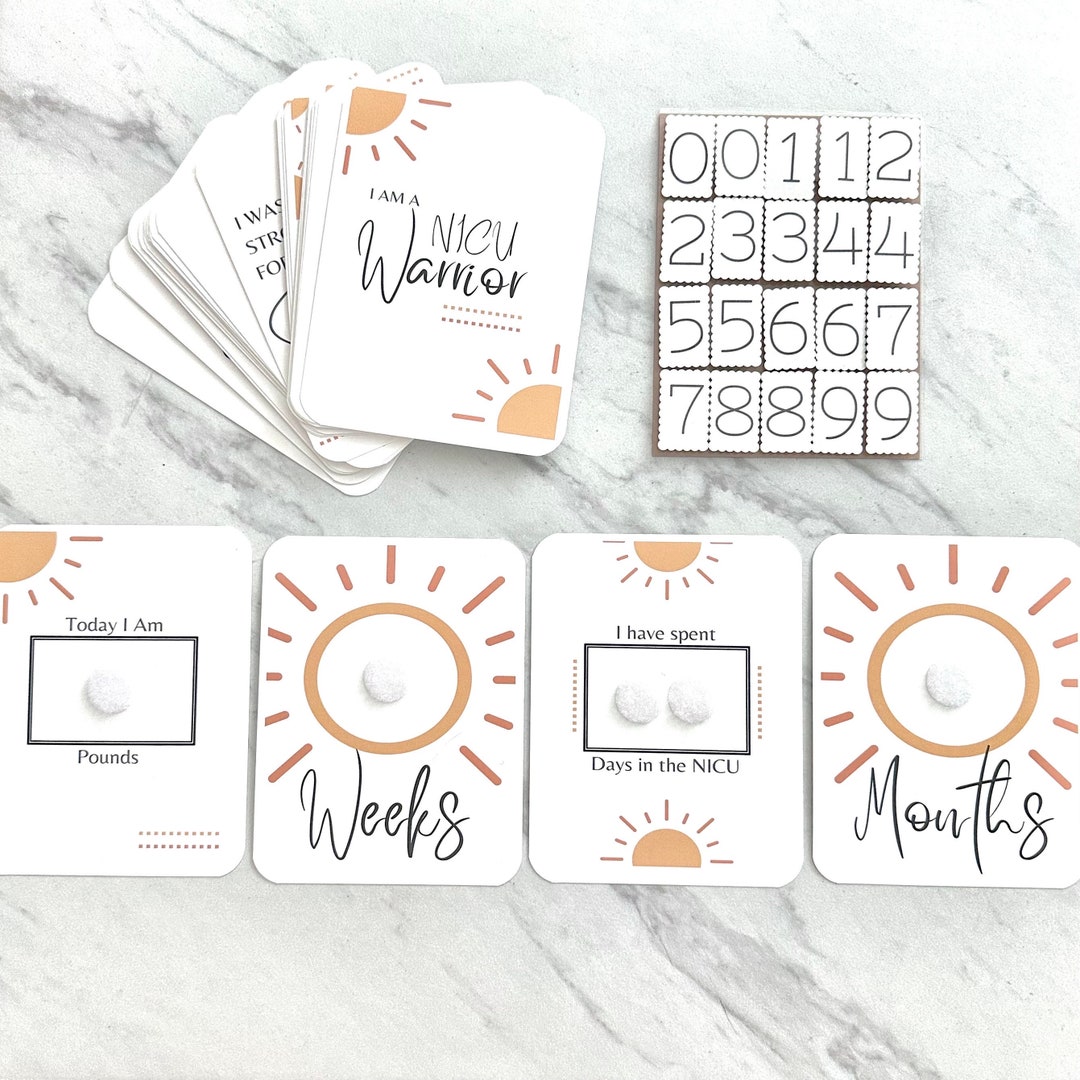 NICU Baby Milestone Cards in Sun Pattern With Velcro and Numbers ...