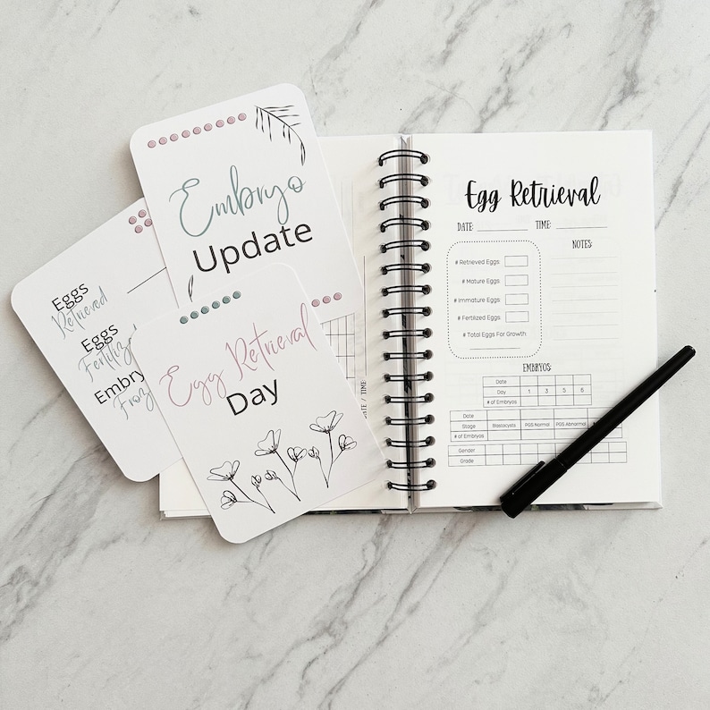 My IVF Journal & Milestone Card Set // IVF Organizer and Photo Cards ...