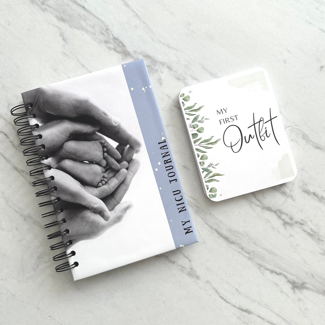 NICU Notebook and Milestone Card Set in Blue // Prematurity Journal and ...