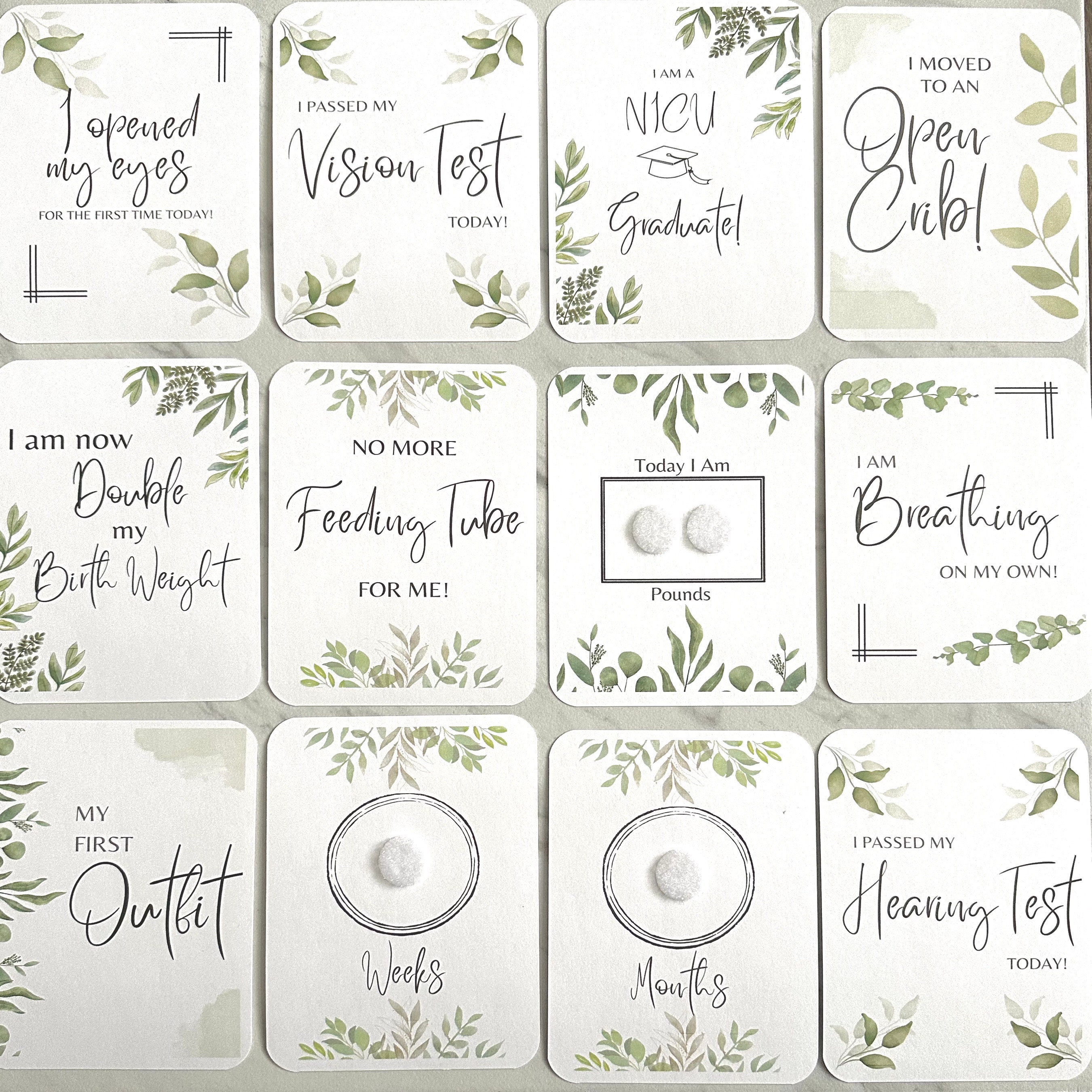 NICU Baby Milestone Cards With Velcro on Numbers // Preemie NICU Baby ...