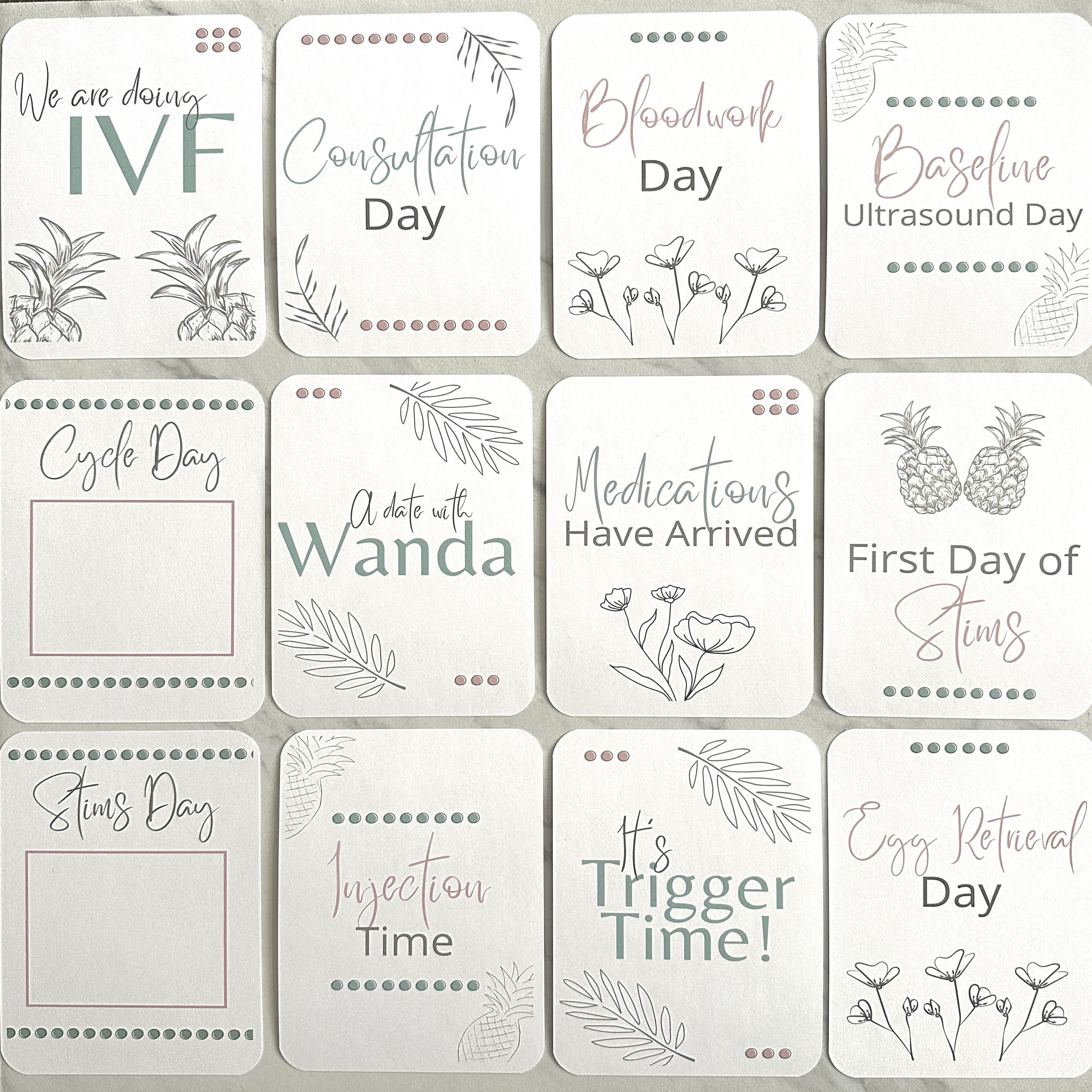 My IVF Journal & Milestone Card Set // IVF Organizer and Photo Cards ...