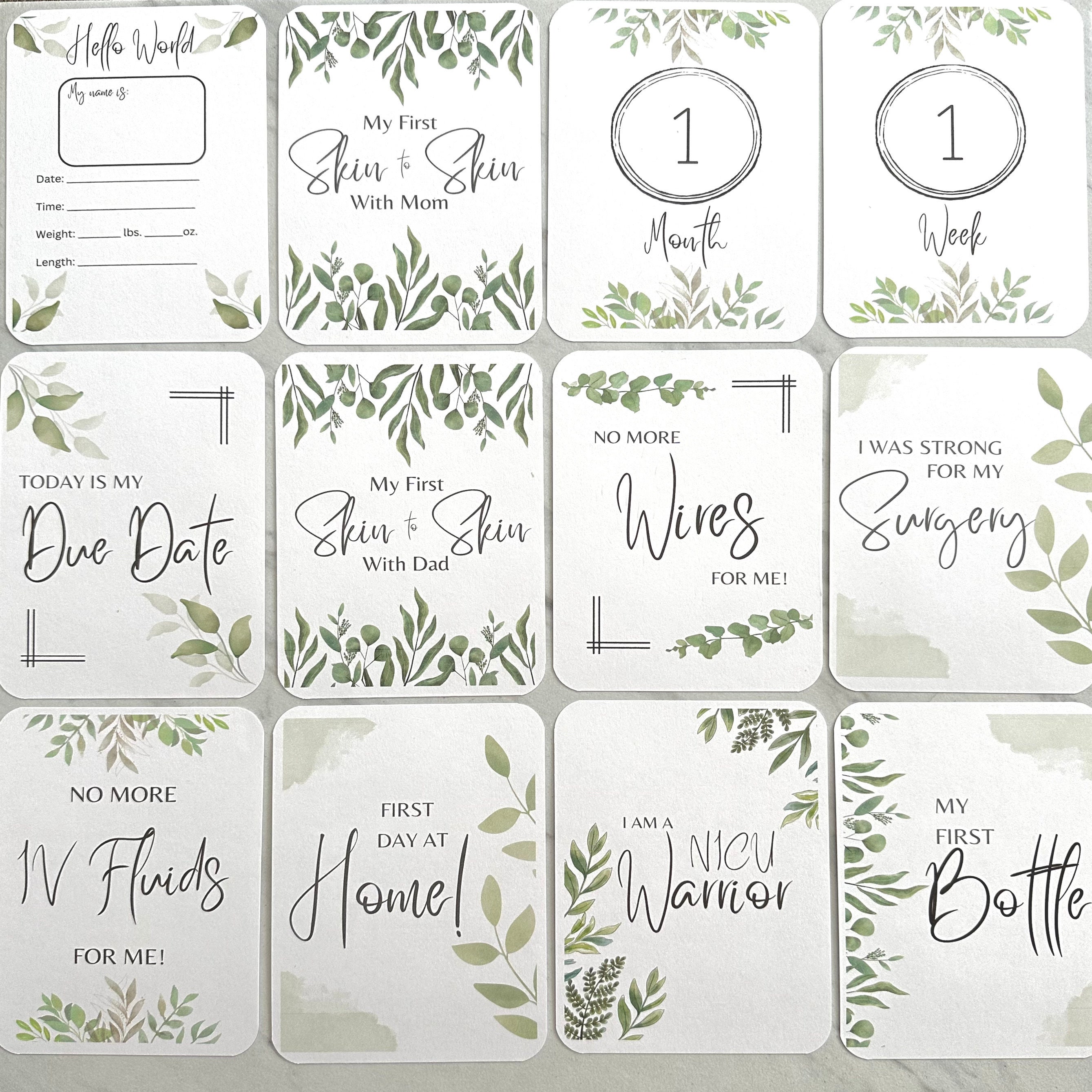 NICU Baby Milestone Cards // Preemie NICU Baby Milestone Cards ...