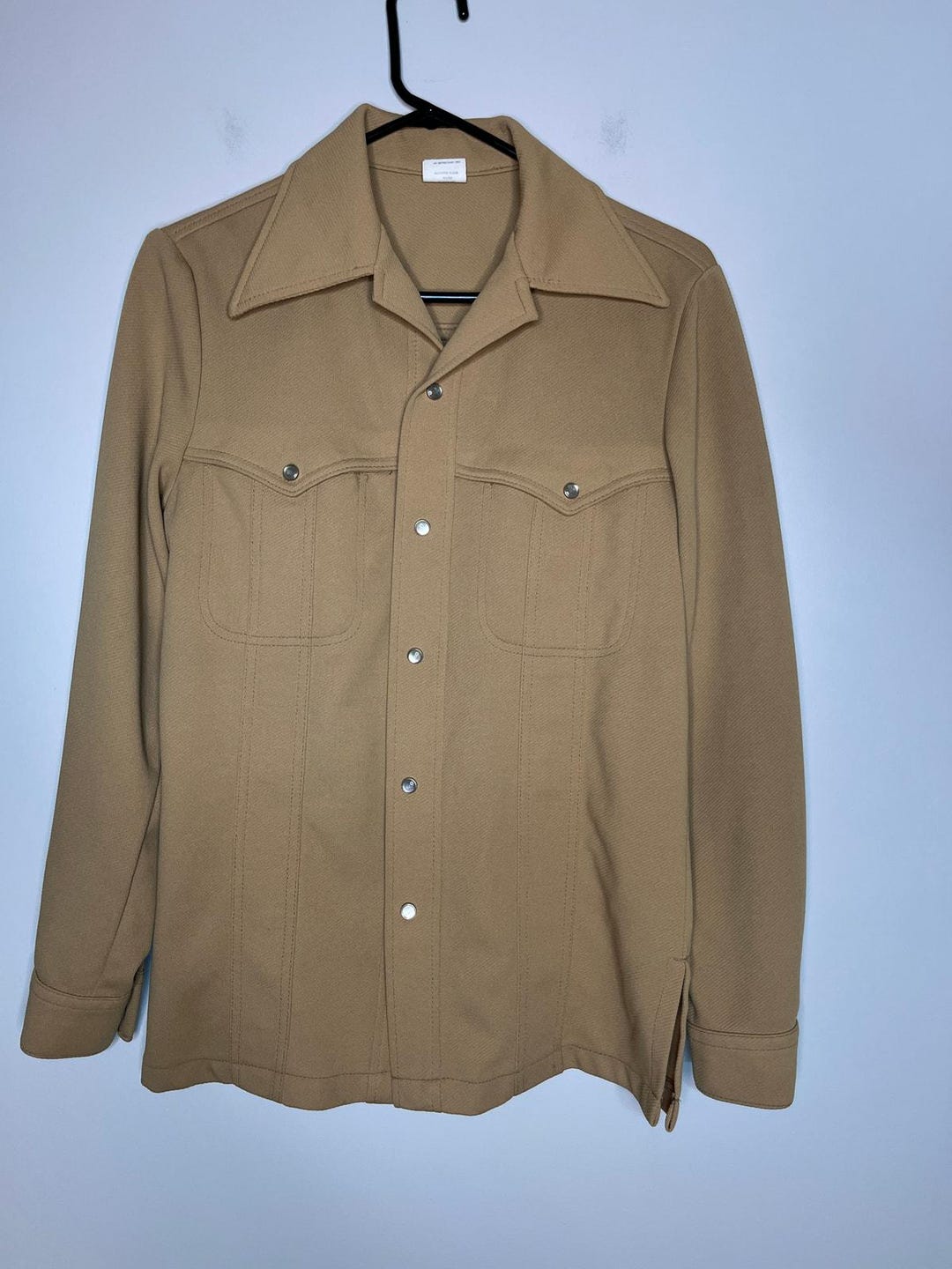 1970s Khaki Camel Brown Thick Western Rodeo Cowboy Dagger Collar Pearl ...