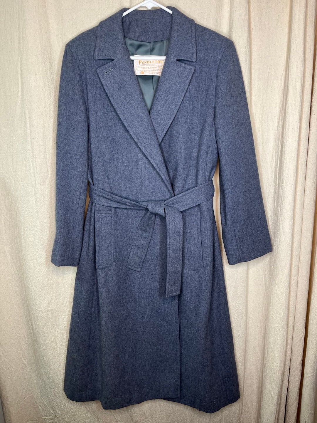 Vintage 1980s Pendleton Grey Minimalist Wool Floor Length Trench Coat 12 L - Etsy