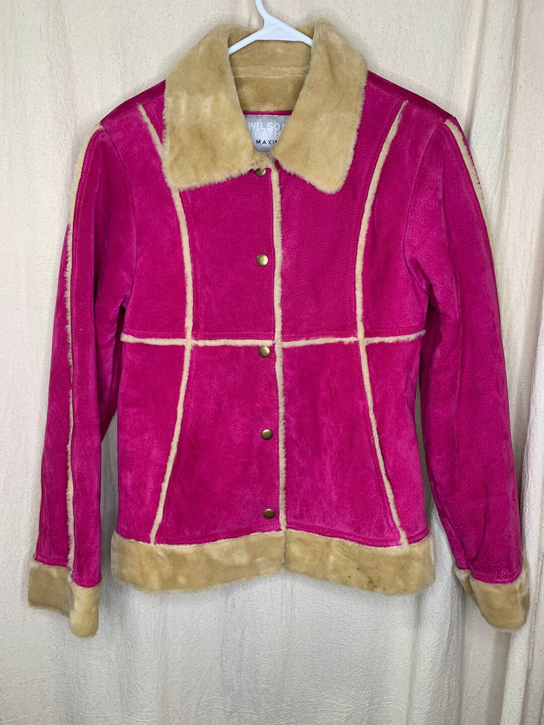Vintage 2000s Y2K Wilsons Leather Maxima Pink Barbiecore Suede Faux Fur ...