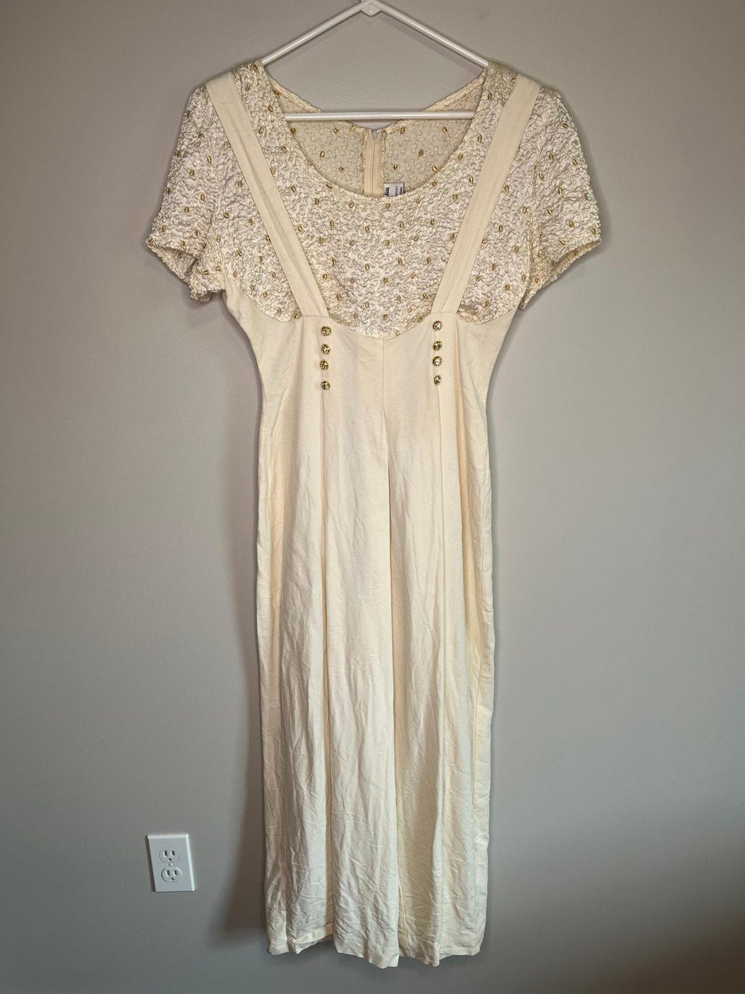 1970s Jeffrey & Dara Hutley Cream Gold Wedding Bridal Boho Hippie ...