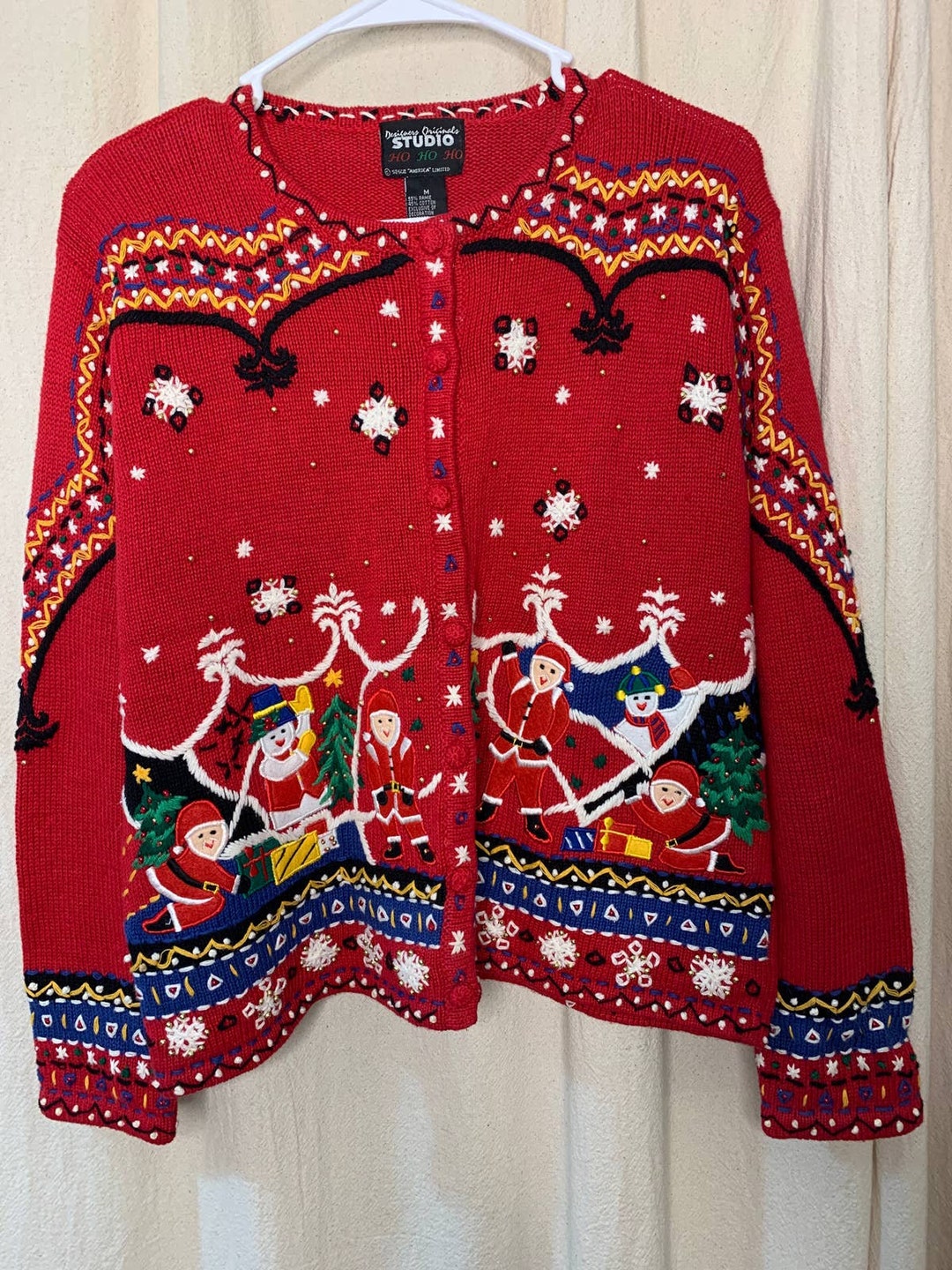 Vintage 1990s Studio Hohoho Christmas Santa Snowman Holiday Festive ...