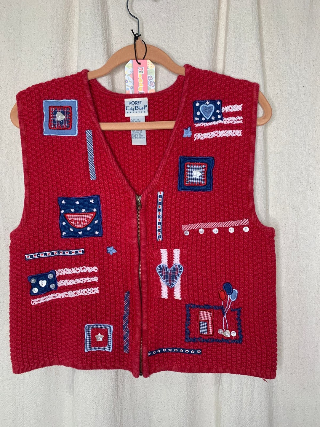 Vintage 1990s Koret City Blue Patriotic Americana Granny Teacher ...