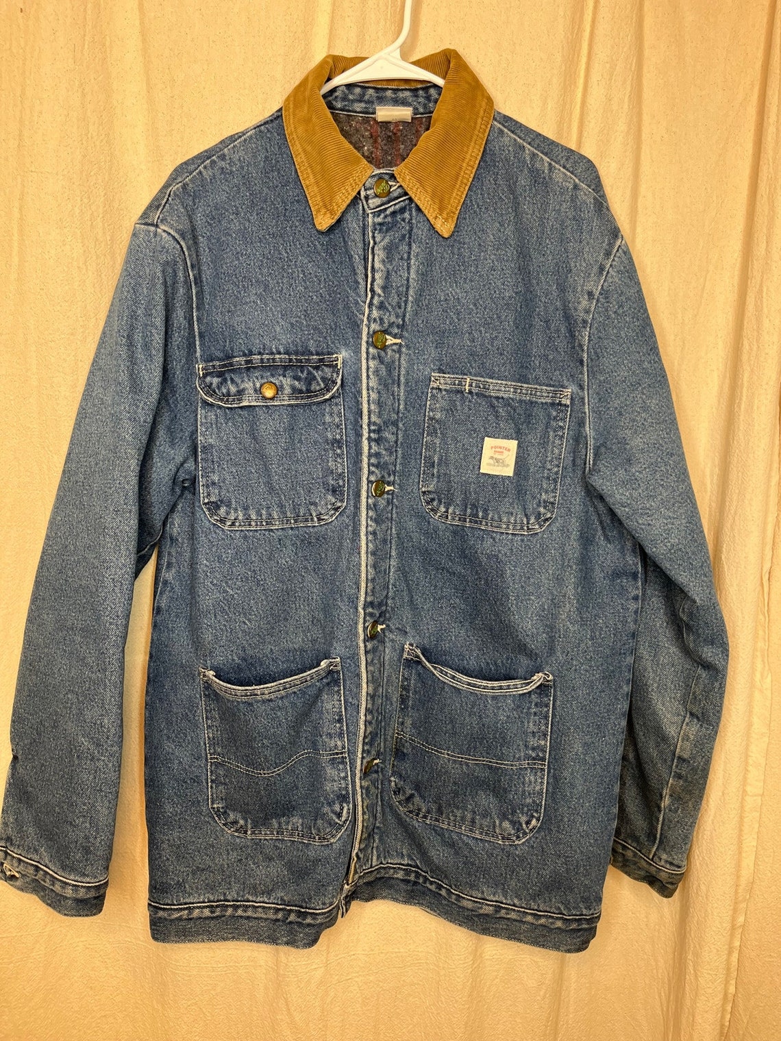 Vintage 1980s Pointer Workwear Blanket Lined Distressed Denim Chore ...