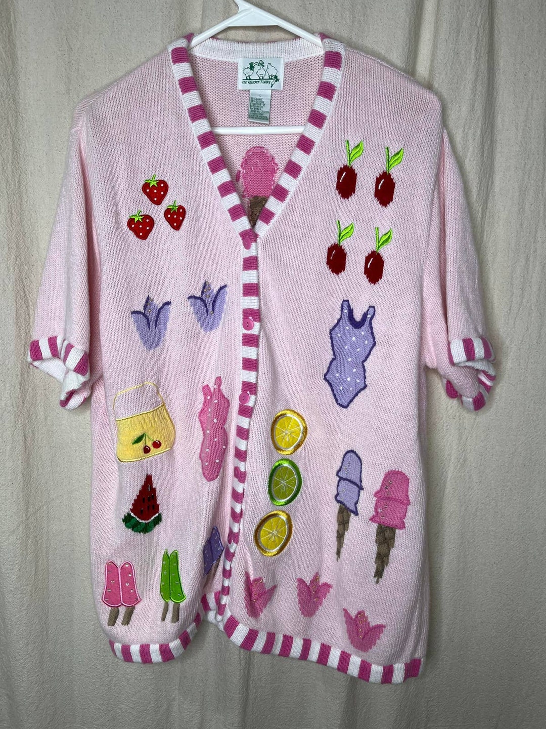 Vintage 1990s Quacker Factory Rainbow Granny Summer Novelty Kidcore ...