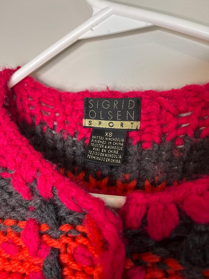 1990s Sigrid Olsen Pink Orange Gray Thick Soft Plaid Wool Granny ...