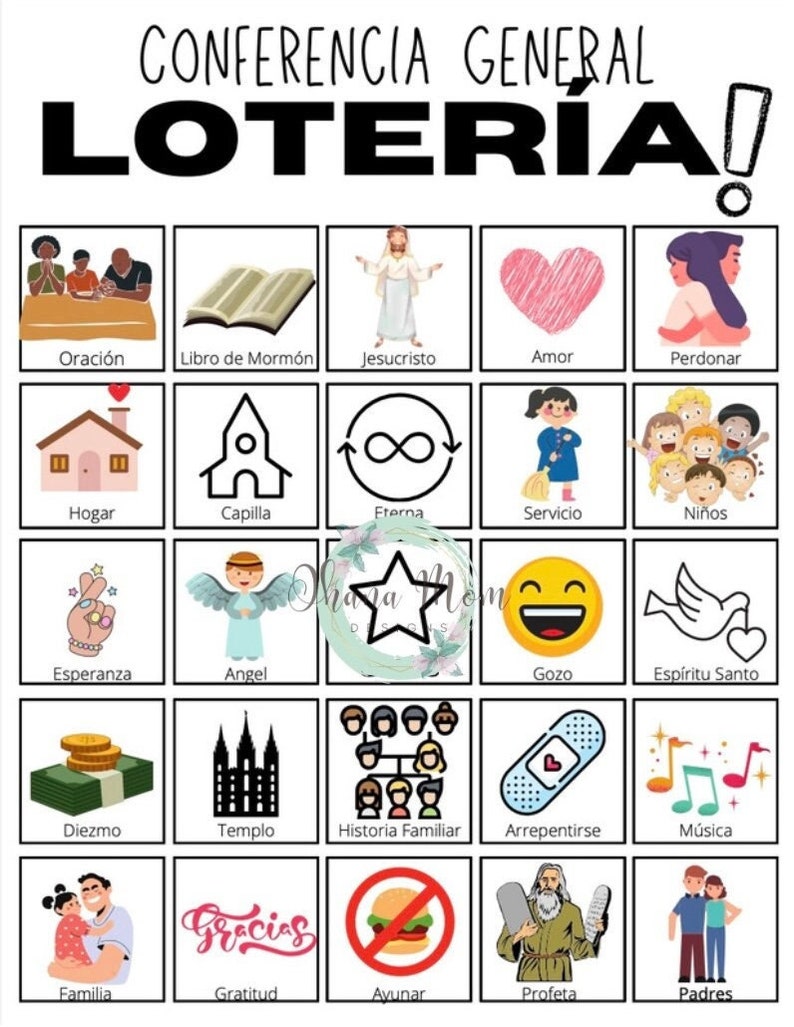 General Conference Bingo in SPANISH! / SUD Conferencia Loteria ...