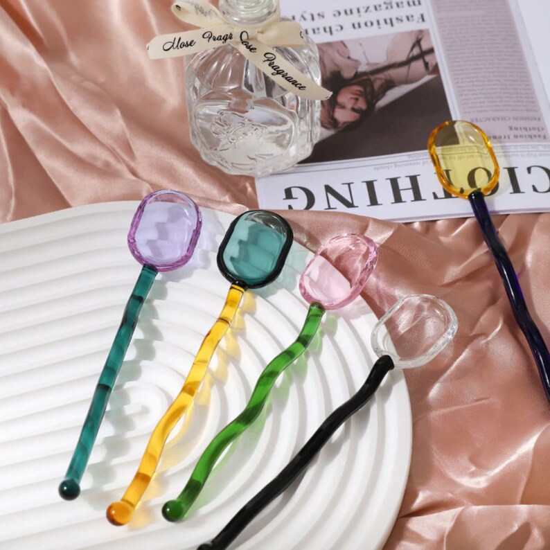 Wavy Colorful Glass Spoon Reusable Dessert Table Decor - Etsy