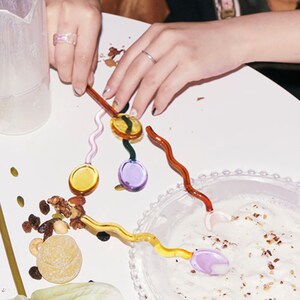 Wavy Colorful Glass Spoon, Reusable Dessert Table Decor, Modern ...