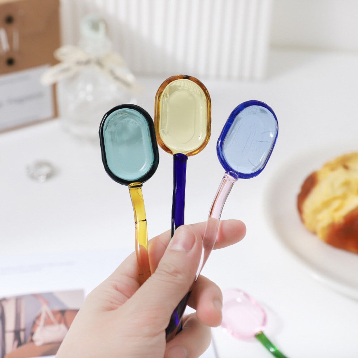 Wavy Colorful Glass Spoon Reusable Dessert Table Decor - Etsy